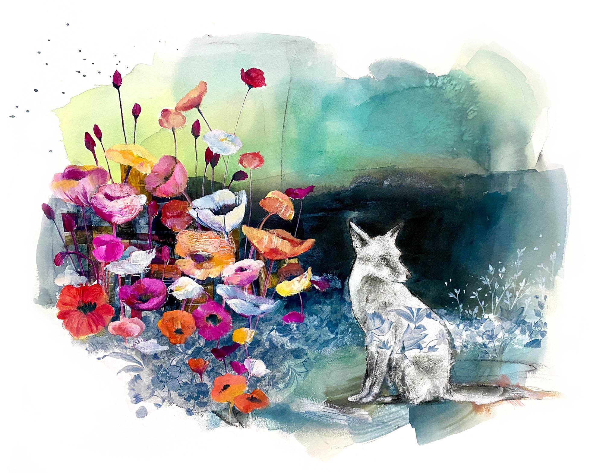 "Reverie" - Contemporary Fox Painting by Jen Singh | Chairish