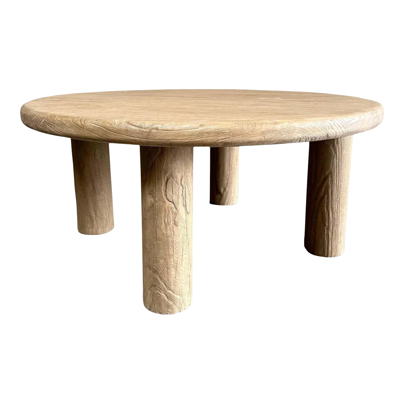 Custom Reclaimed Elm Wood Round Coffee Table | Chairish