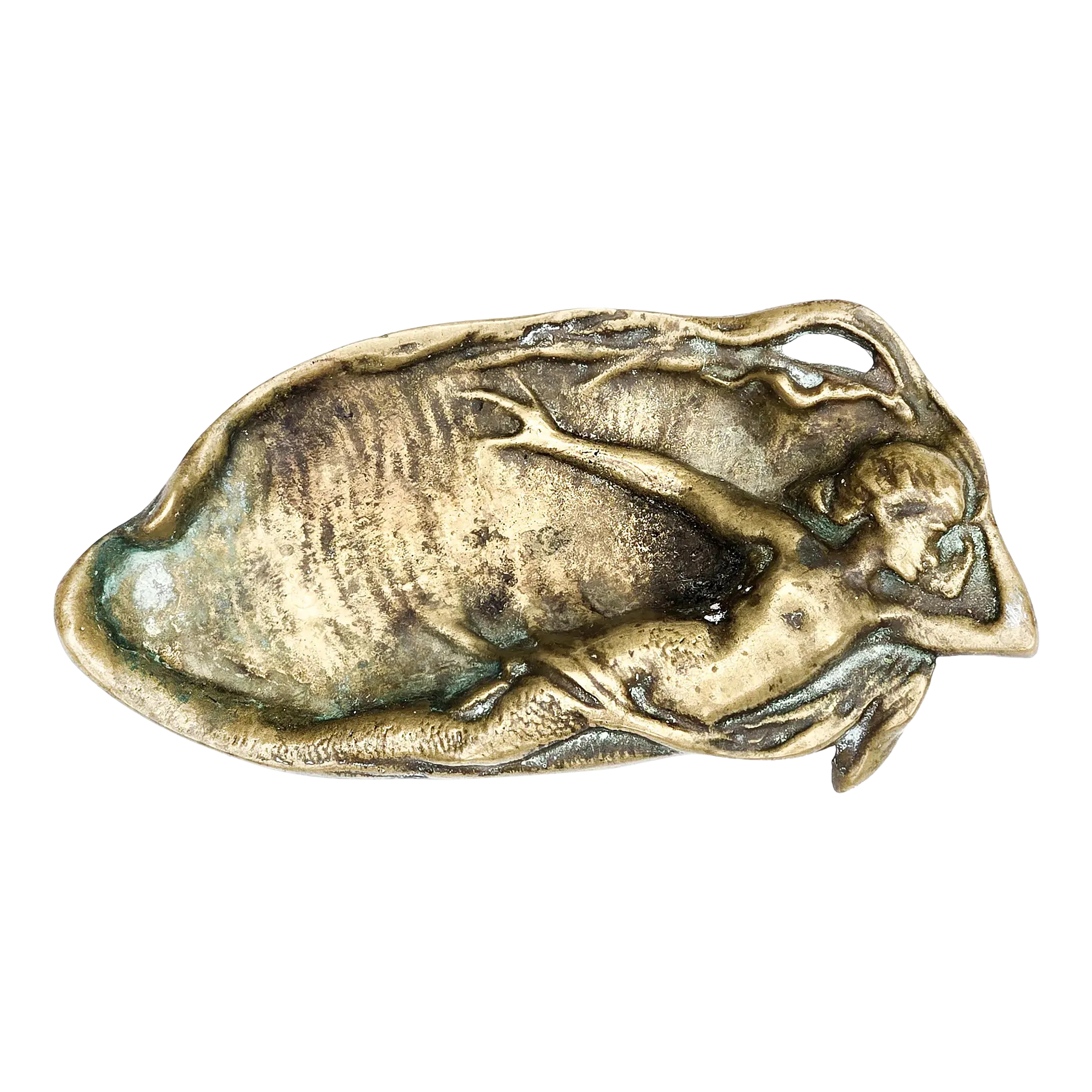1900's Art Nouveau French Bronze Naked Mermaid Display Tray | Chairish