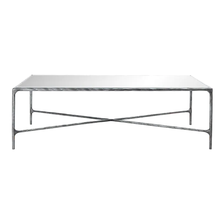Jessa Rectangle Metal Coffee Table - Silver | Chairish