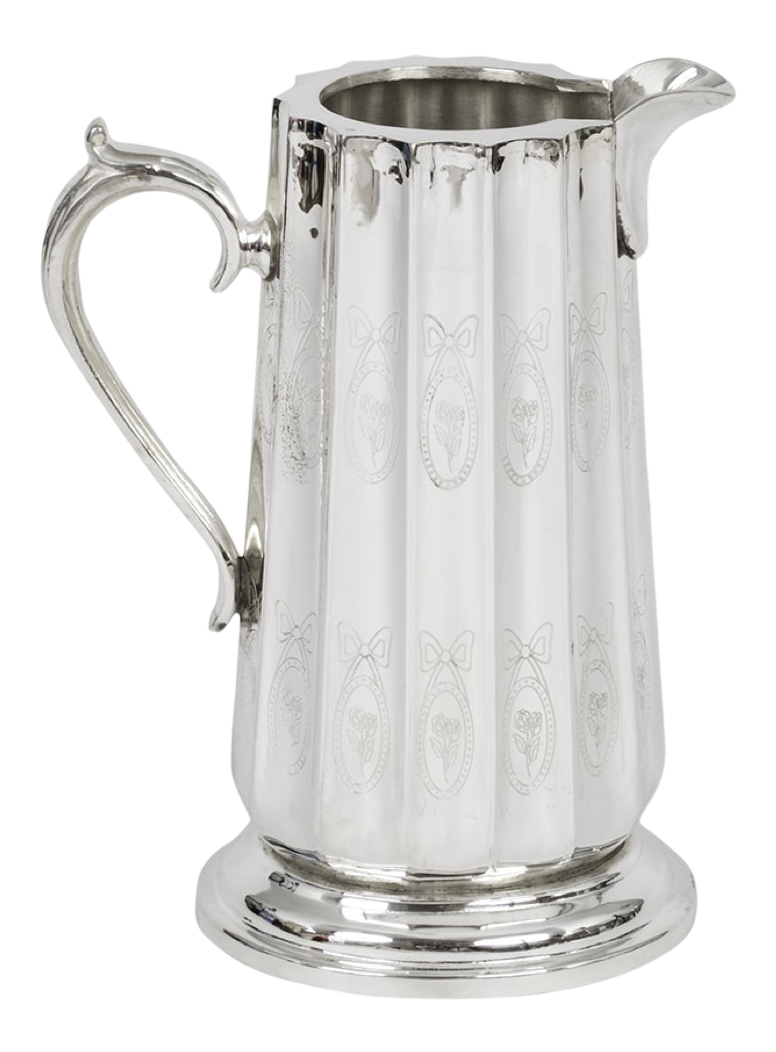 Embossed Pitcher with Bow Etch Work | Chairish