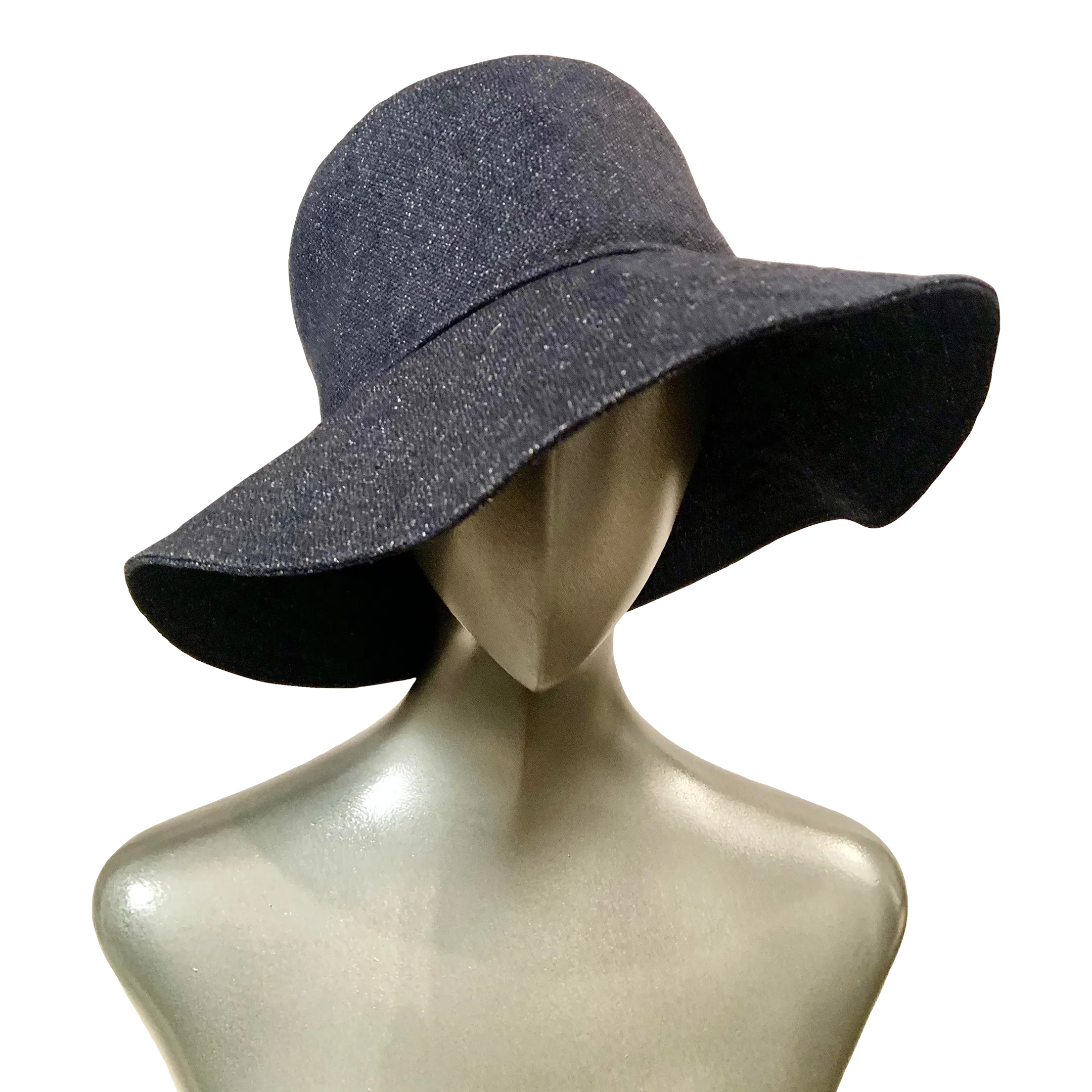 Chanel Dark Blue Denim Hat With Quilted Brim | Chairish