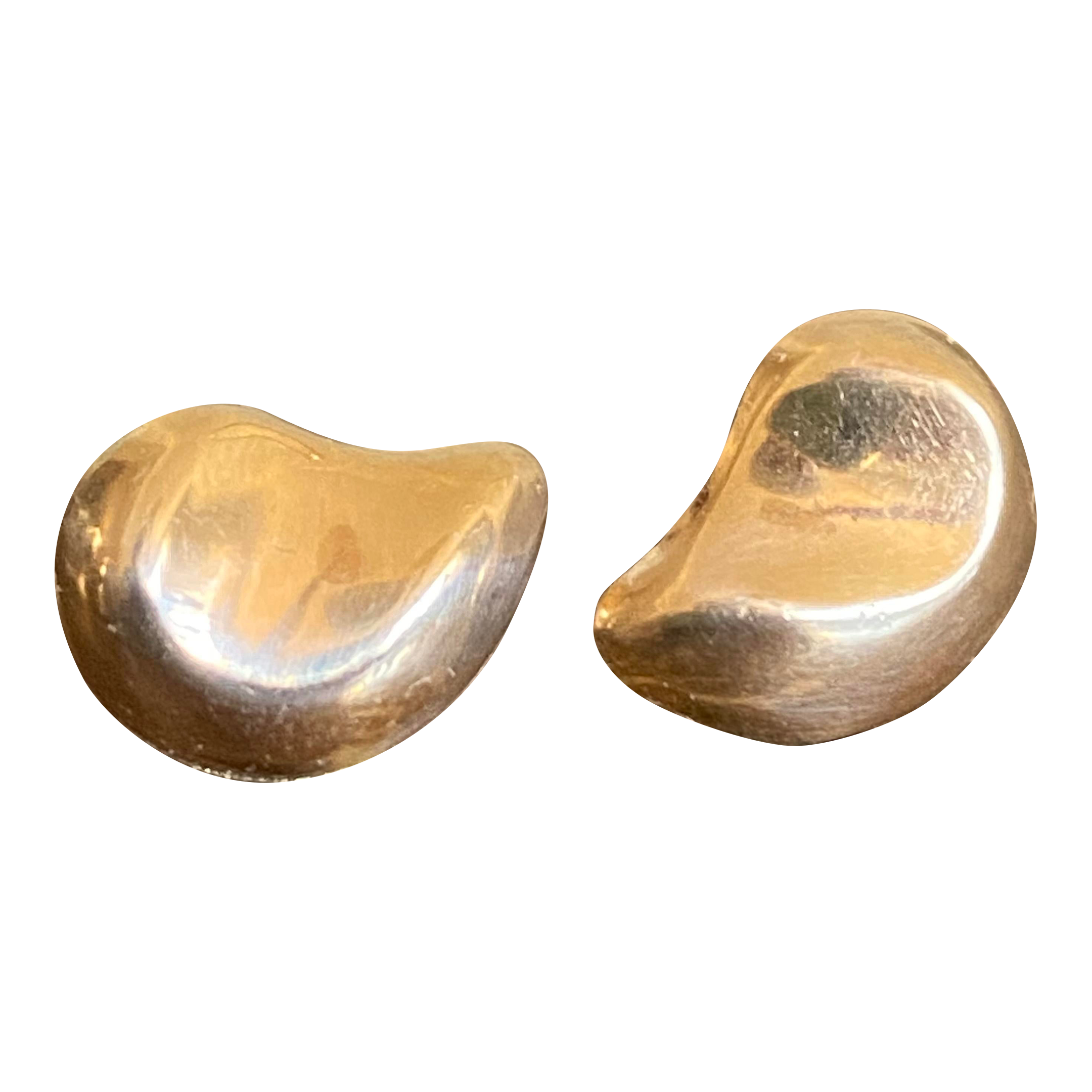 14k Gold Comma / Bean / Modernist Stud Earrings, a Pair | Chairish