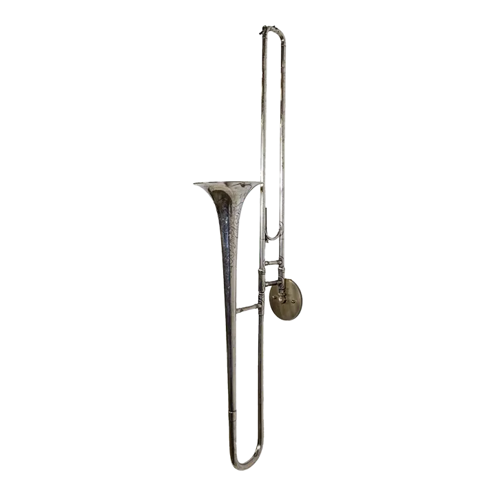 Antique Silver-Plated York & Sons Trombone as Sconce | Chairish