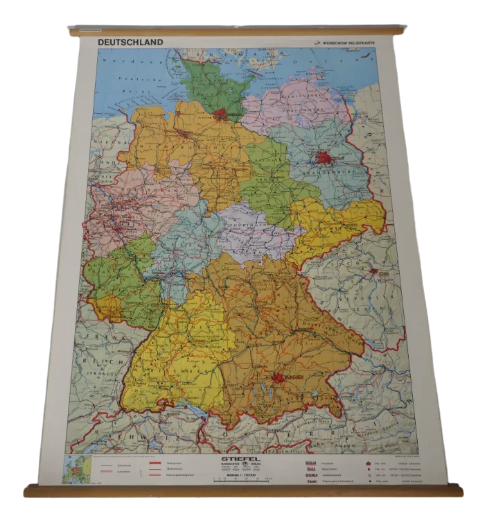 Vintage Map of Germany, 1990s | Chairish