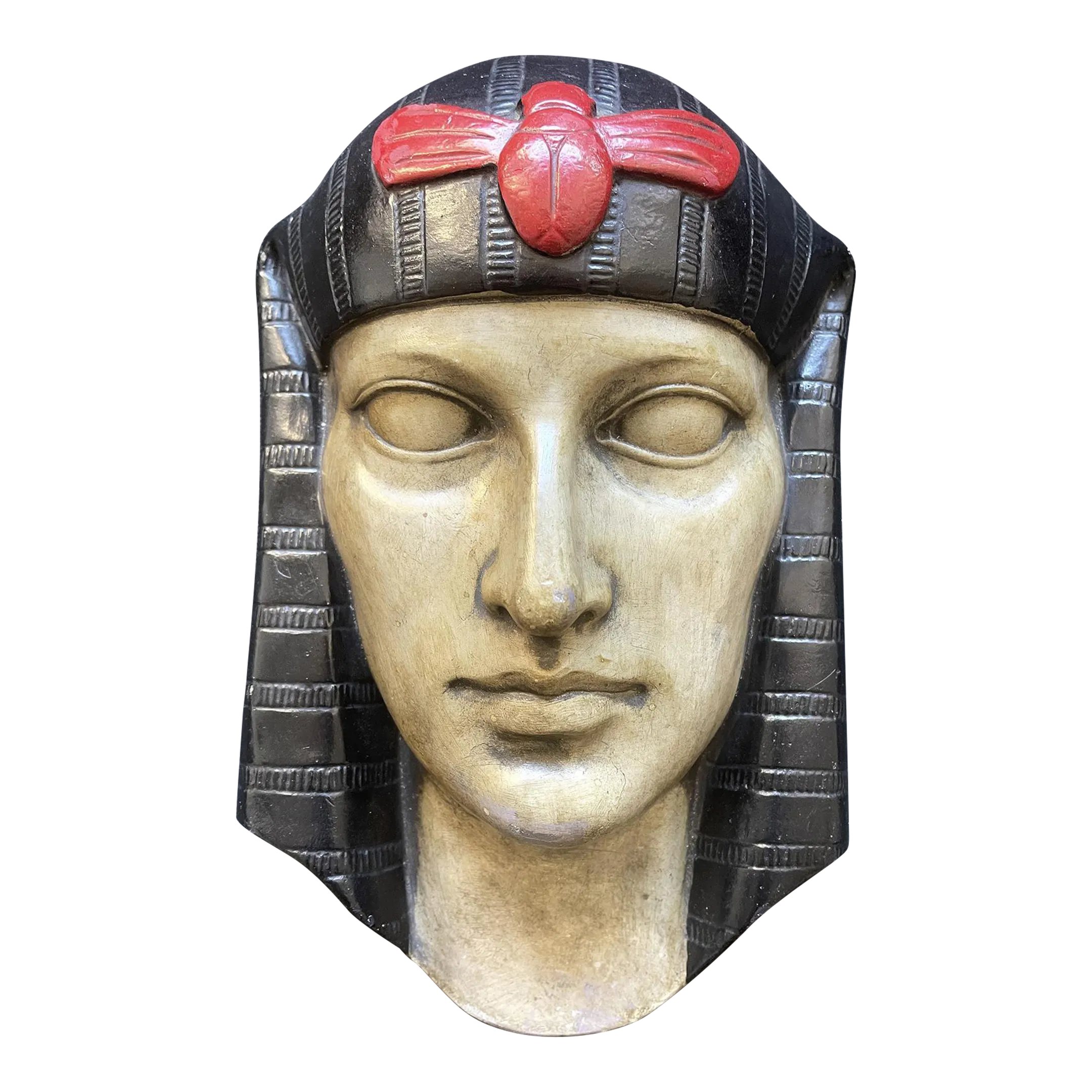 "Pharaoh W/ Winged Scarab," Art Deco Relief Sculpture | Chairish