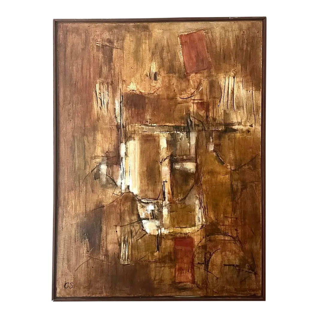 Mid Century Abstract Expressionist Oil on Canvas Painting by George ...