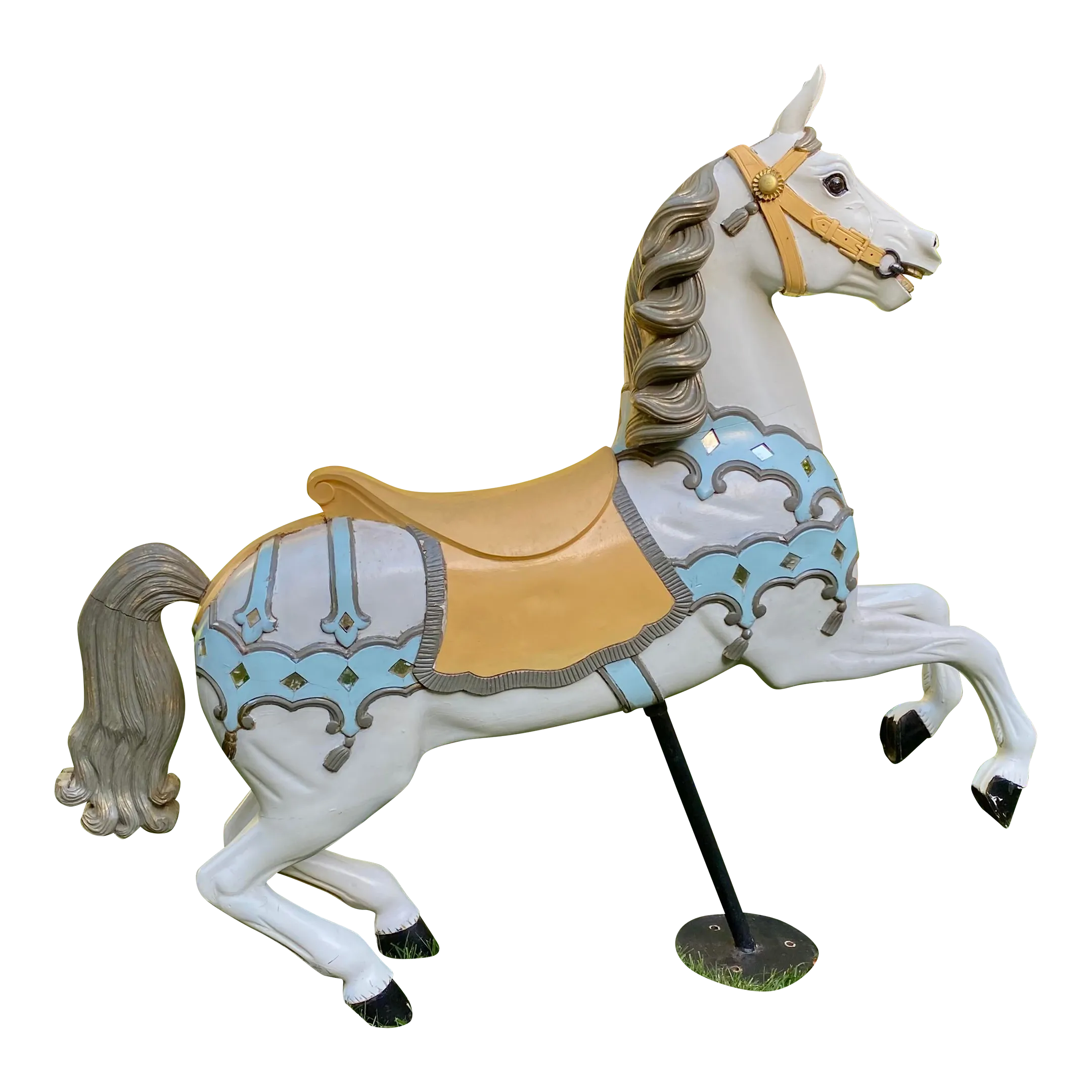 Vintage Mirrored Carousel Horse, Outside Prancer | Chairish