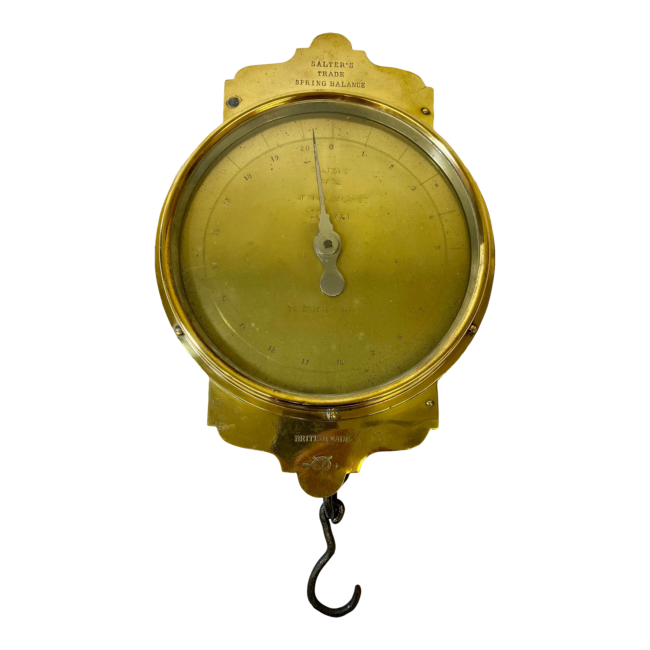 Antique 20 Lb Capacity Brass Salter Spring Balance Scale # 77 T From ...