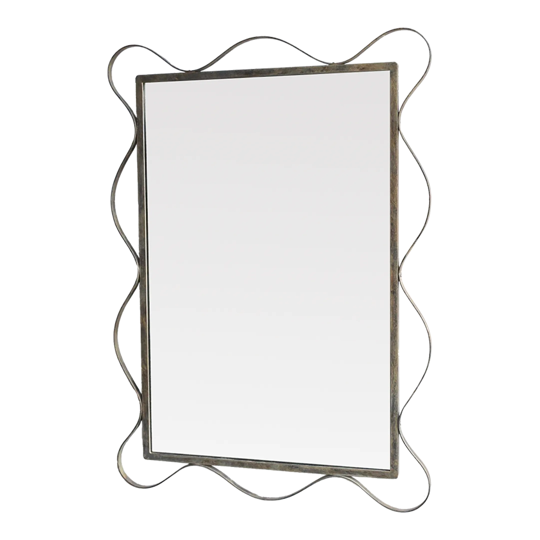 Vintage Large-Scale Iron Undulating Frame Mirror, Circa 1950s | Chairish