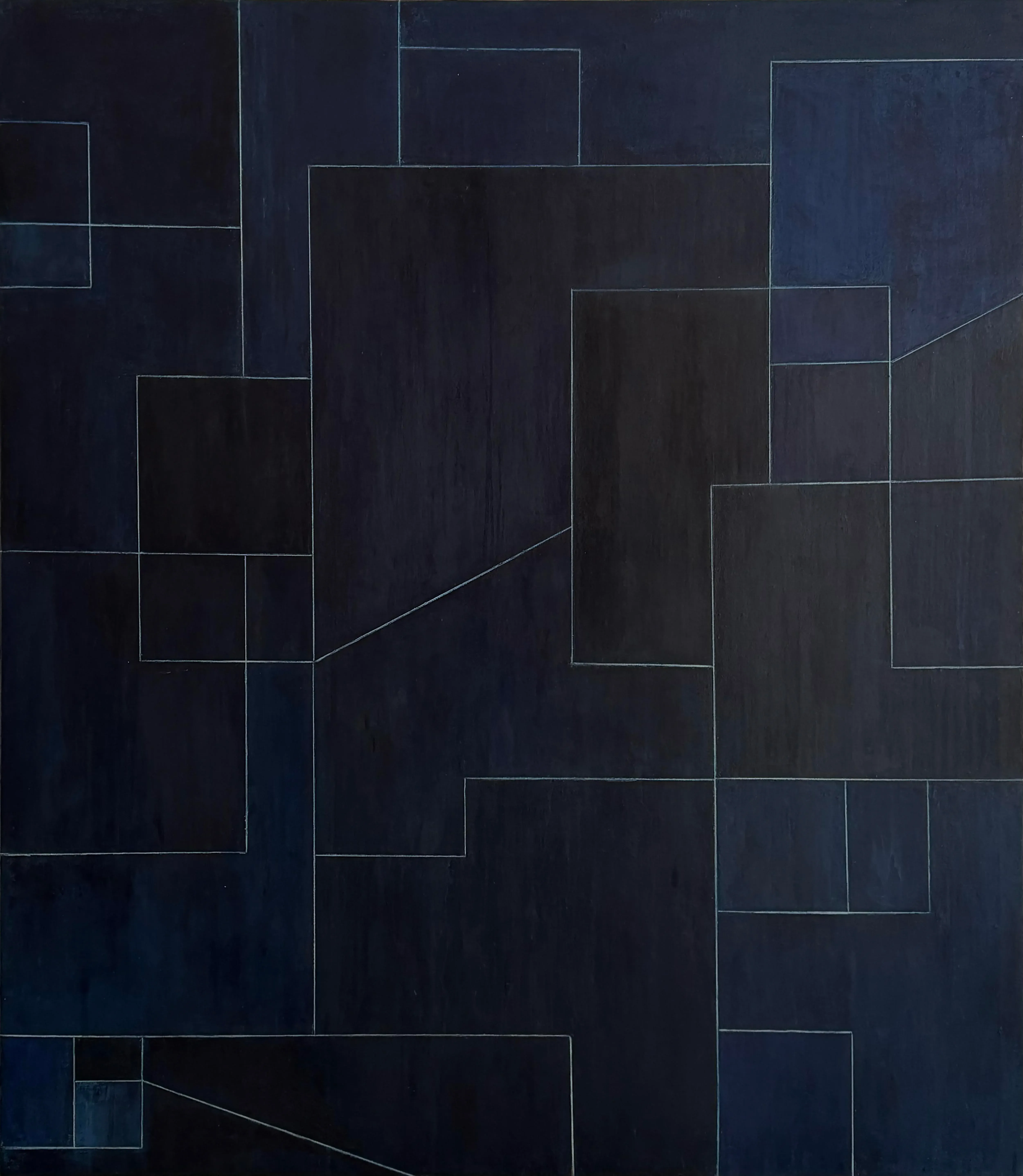 Contemporary Geometric Abstract Large Oil Painting Deep Dark Colors by ...