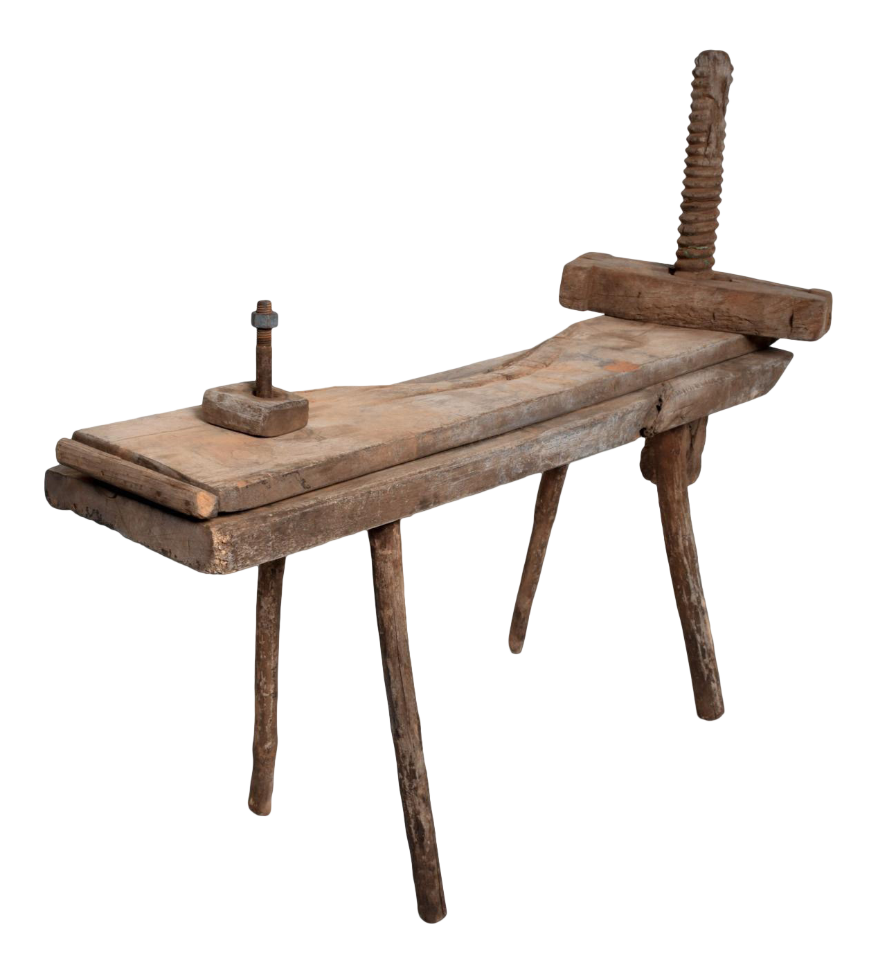 1800s Primitive Spanish Colonial Mesquite Wood Workbench Mexico | Chairish