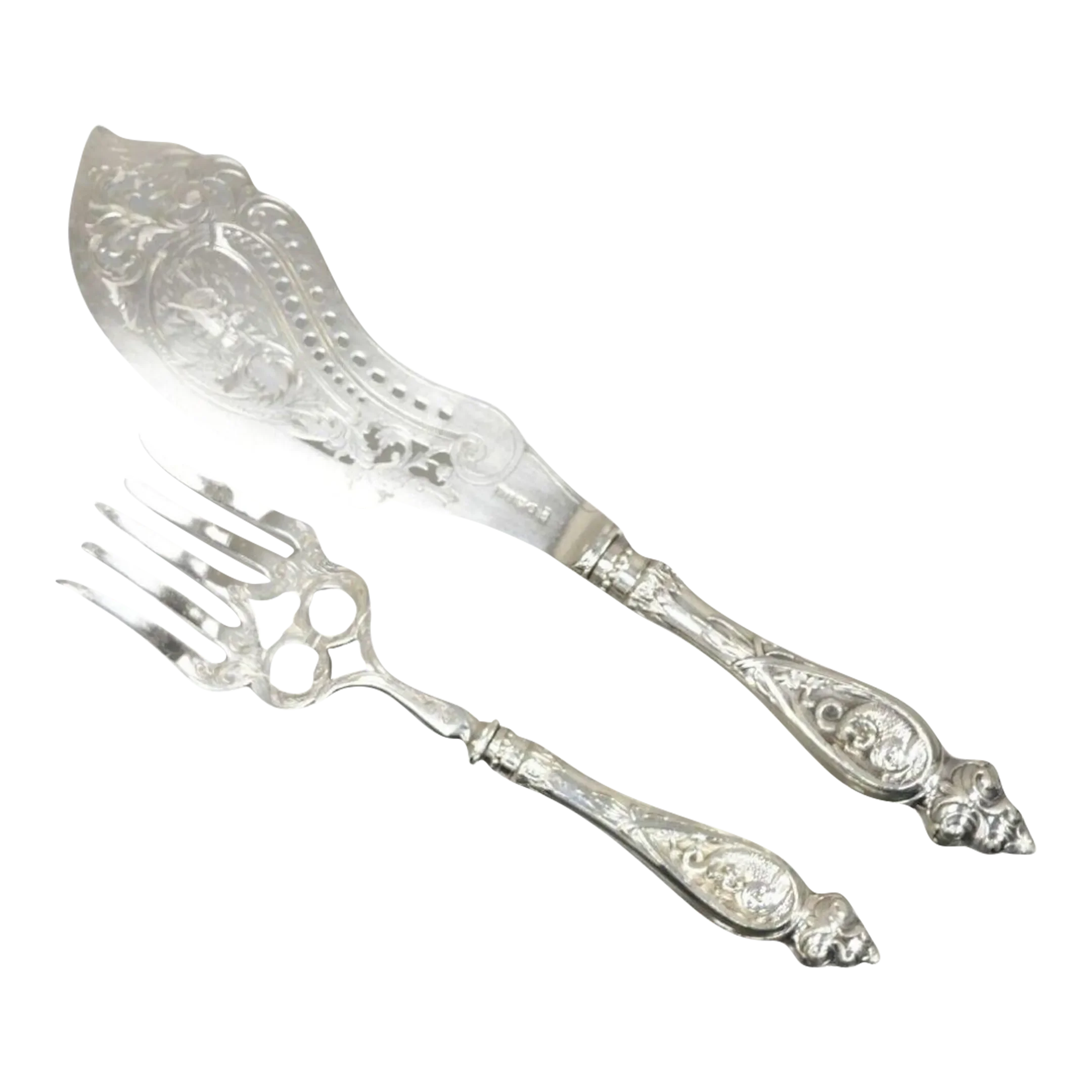 Antique English Victorian Silver Plated Figural Fish Service Fork Knife ...