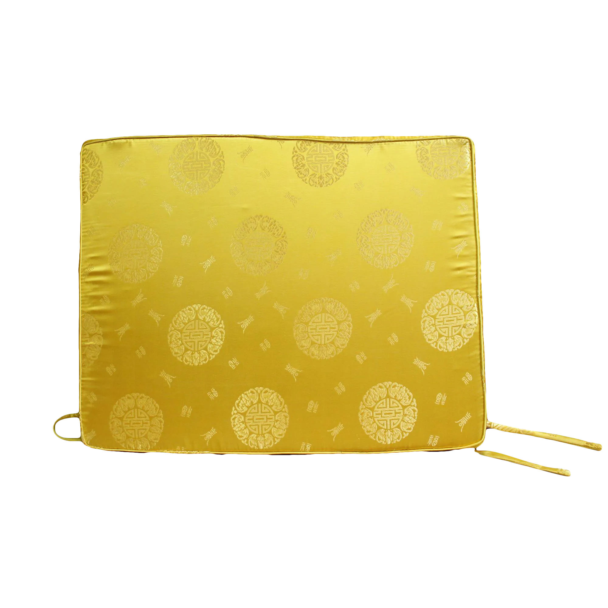 Chinese Oriental Golden Yellow Silk Fabric Rectangular Seat Cushion Pad ...