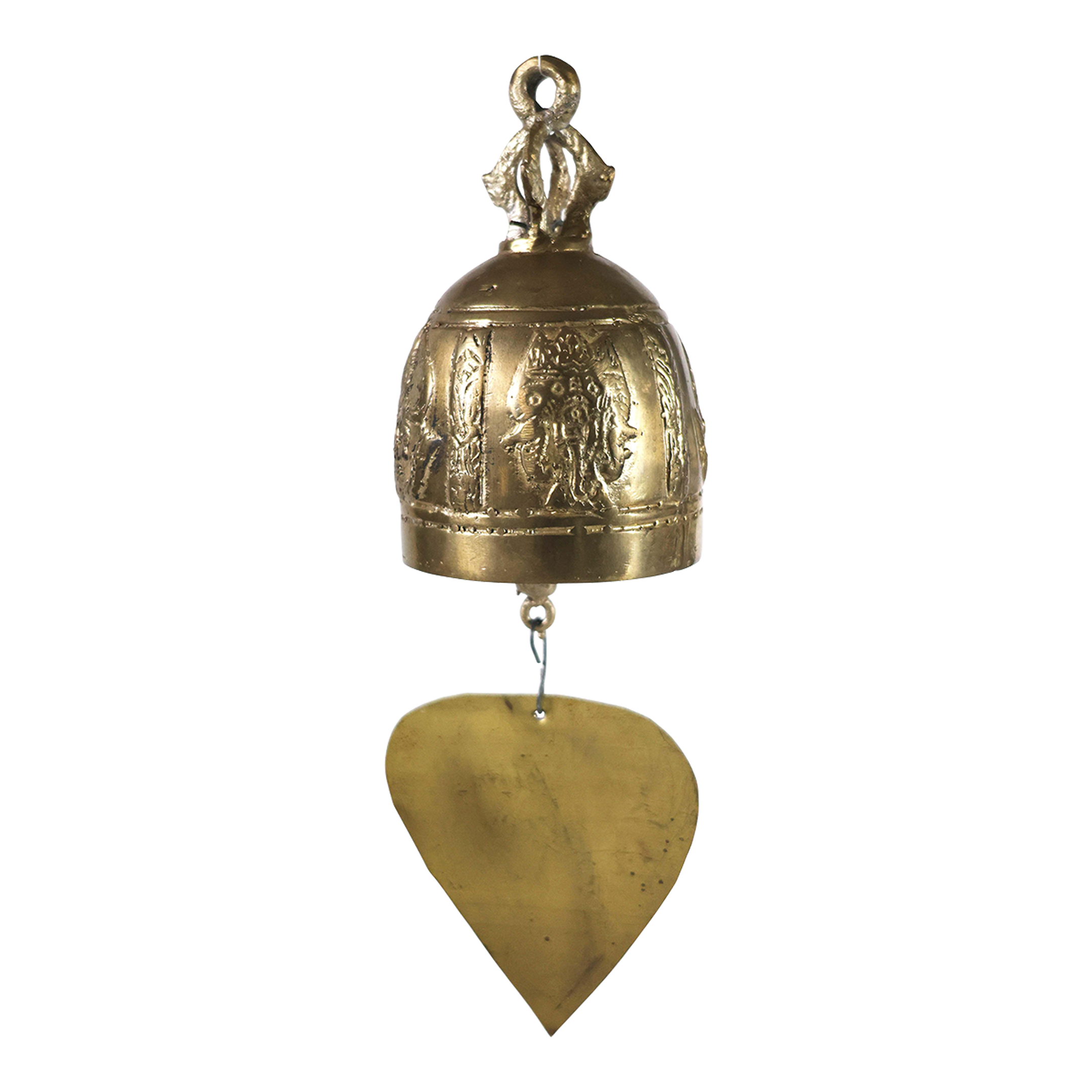 Hanging Tibetan Prayer Bell With Buddha and Ganesha Depictions | Chairish