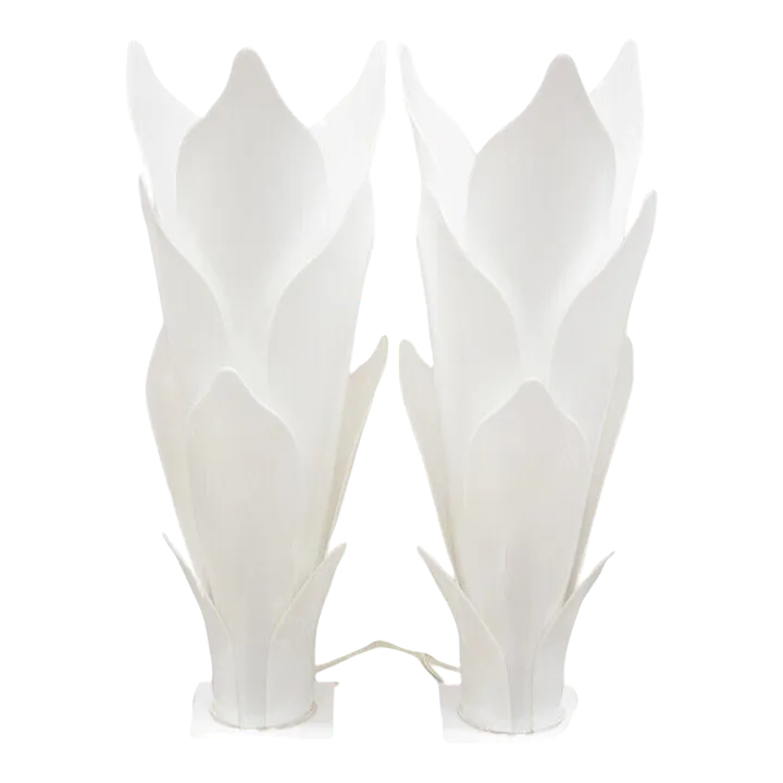 Mid-Century Rougier Style White Acrylic Lucite Tulip Flower Leaf Table ...