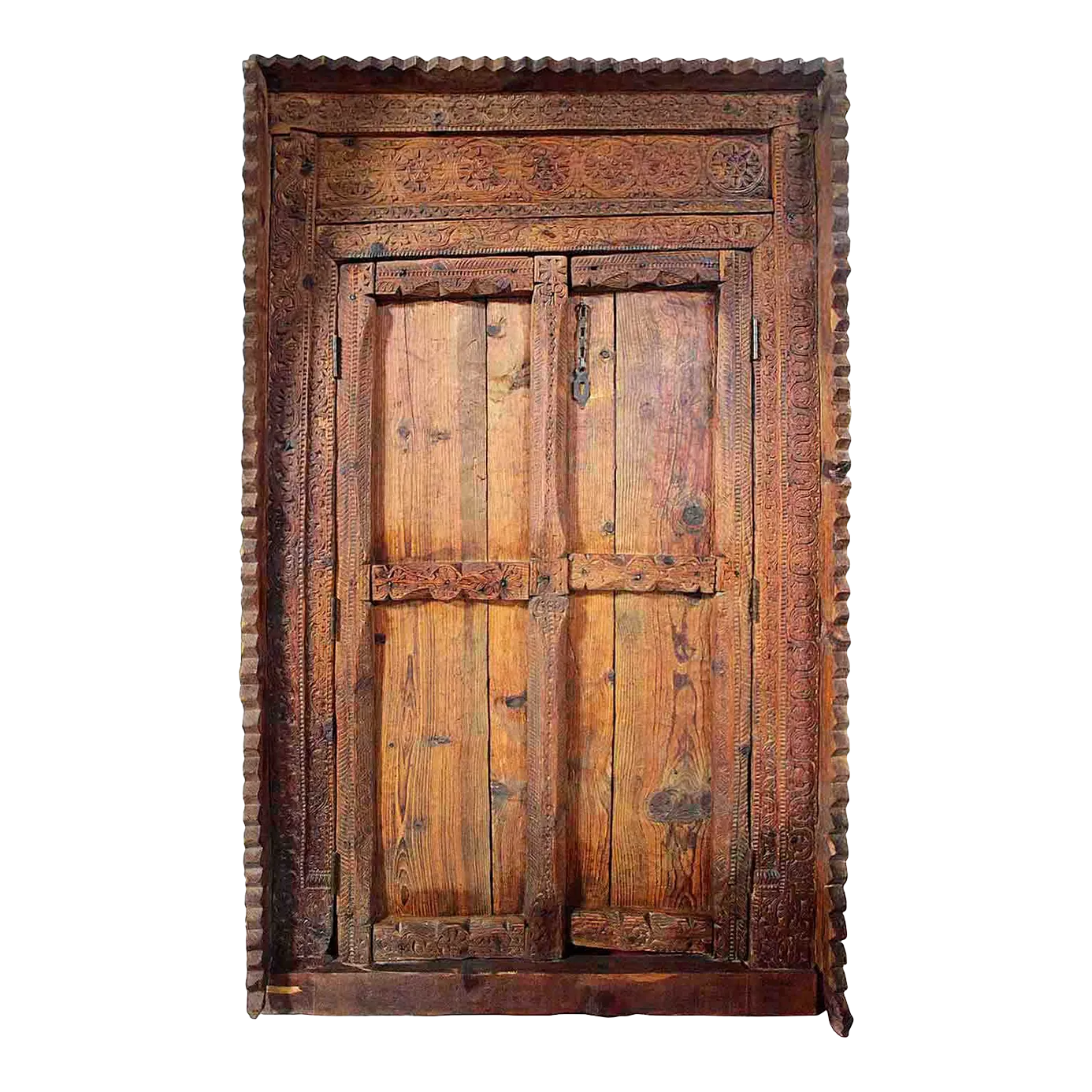 Late 19th Century Antique Hand Carved Indian Doors in Frame | Chairish