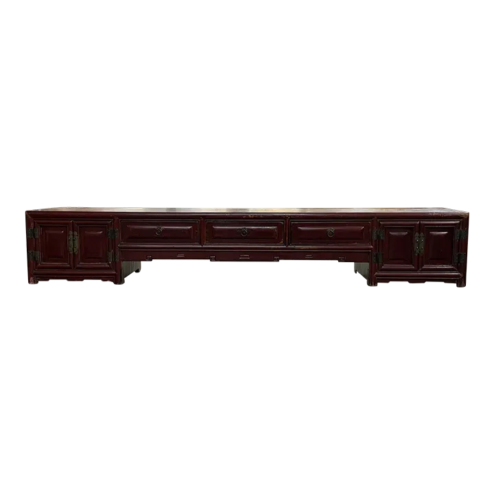 Asian Reclaimed Wood Low Console Table | Chairish