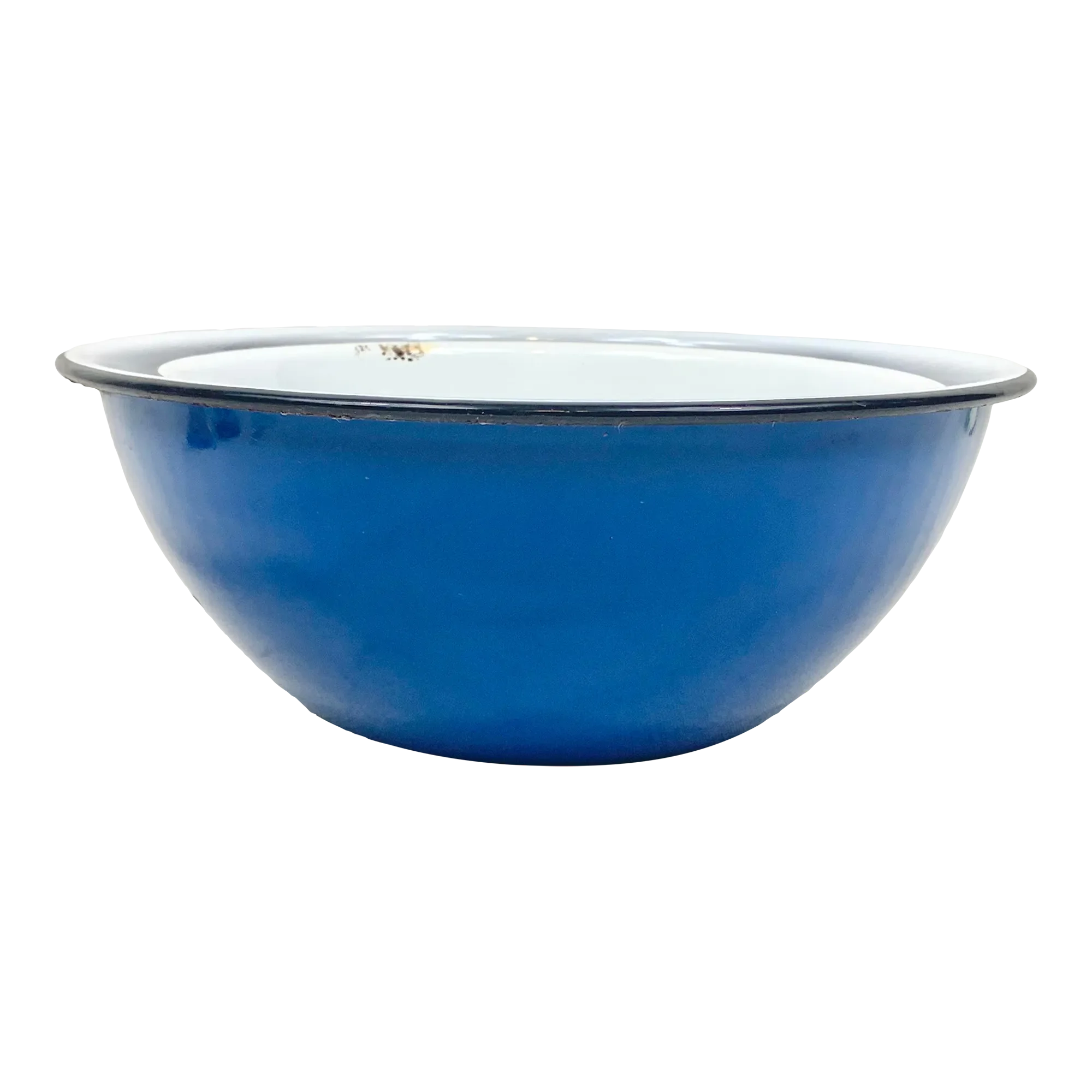 Vintage Blue Enamel Metal Mixing Bowls-A Pair | Chairish