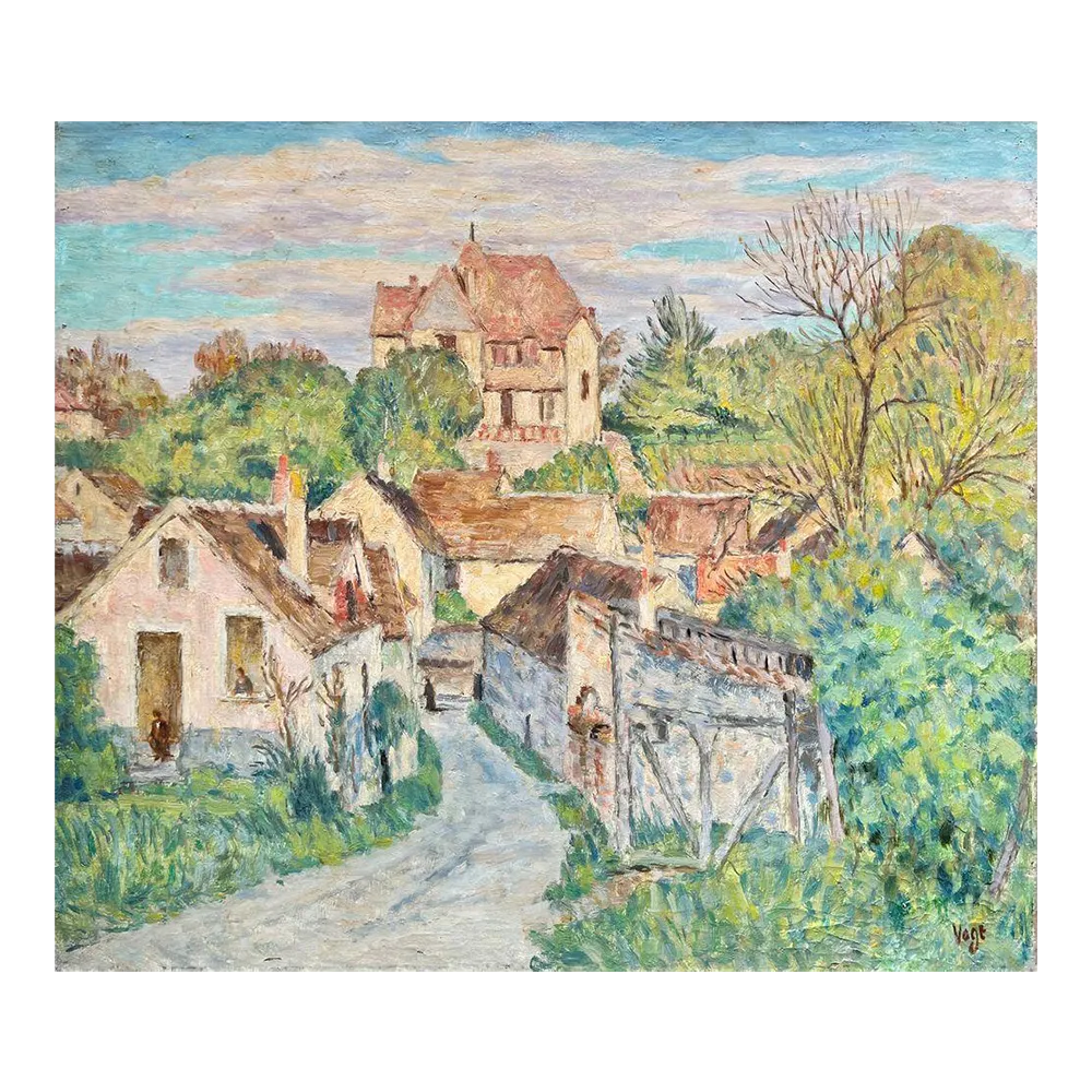 1930 Lucien Vogt a Village Under the Sun Oil on Canvas | Chairish