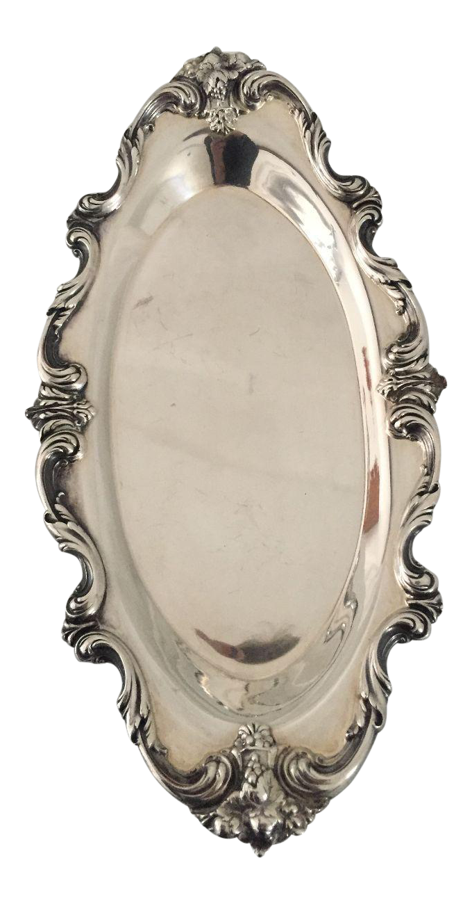 Victorian Style Silver Plate Oval Serving Dish | Chairish