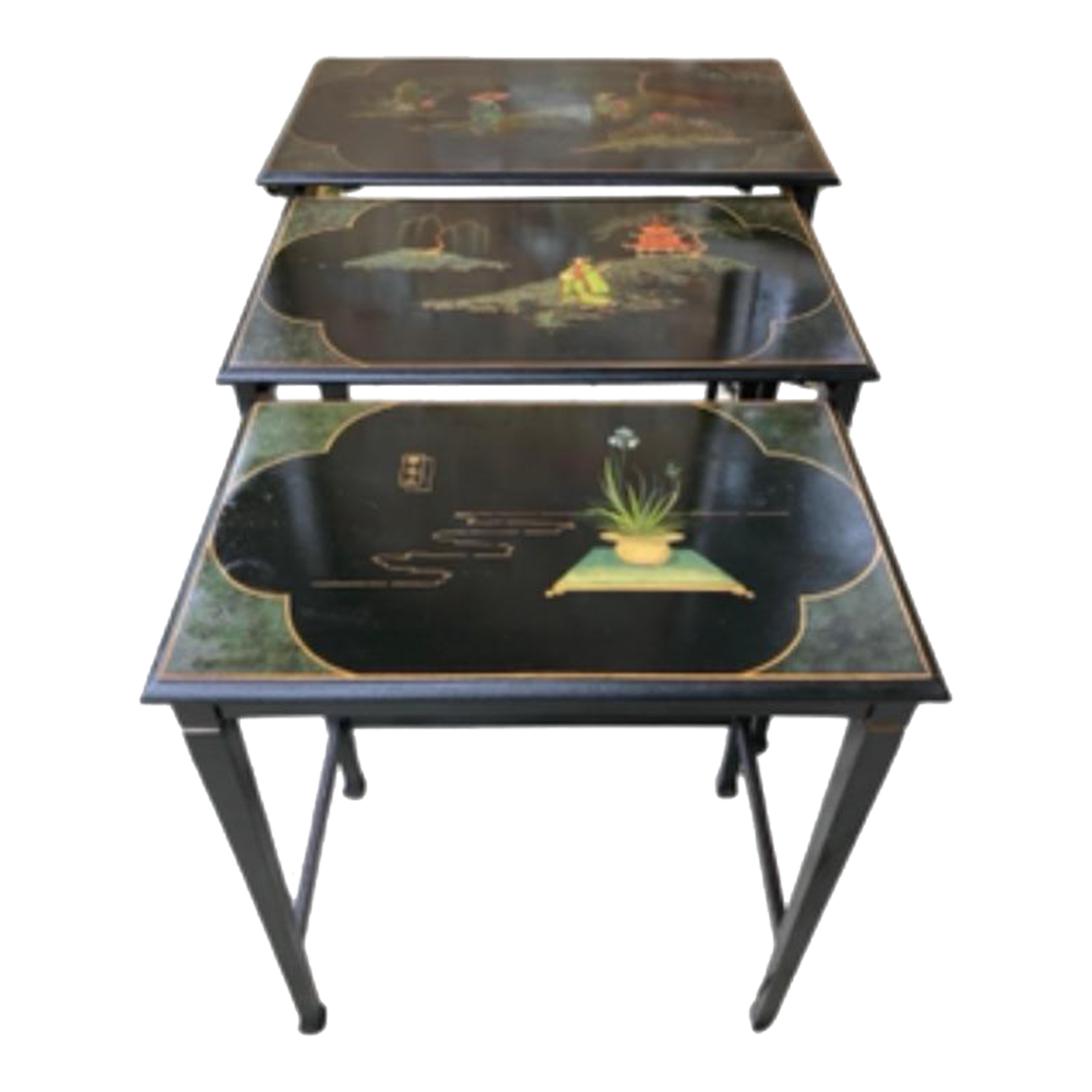 1950s Chinoiserie Larger Sized Nesting Tables - Set of 3 | Chairish