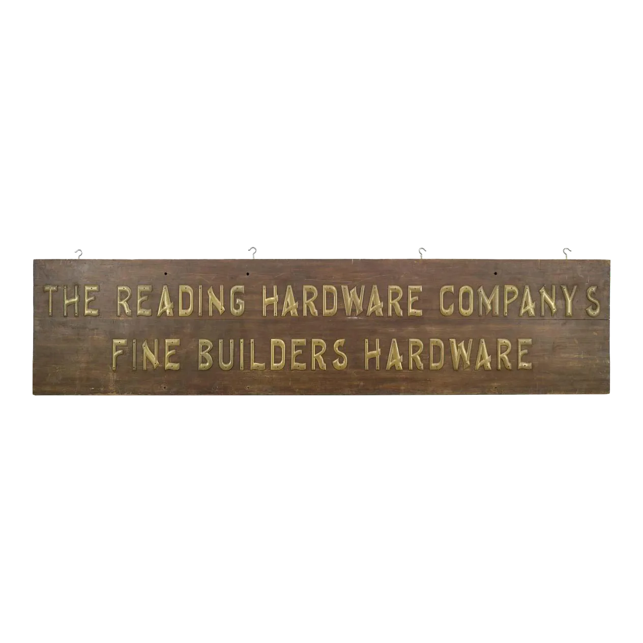 Mid 20th Century The Reading Hardware Company's Wood & Brass Wall Sign ...