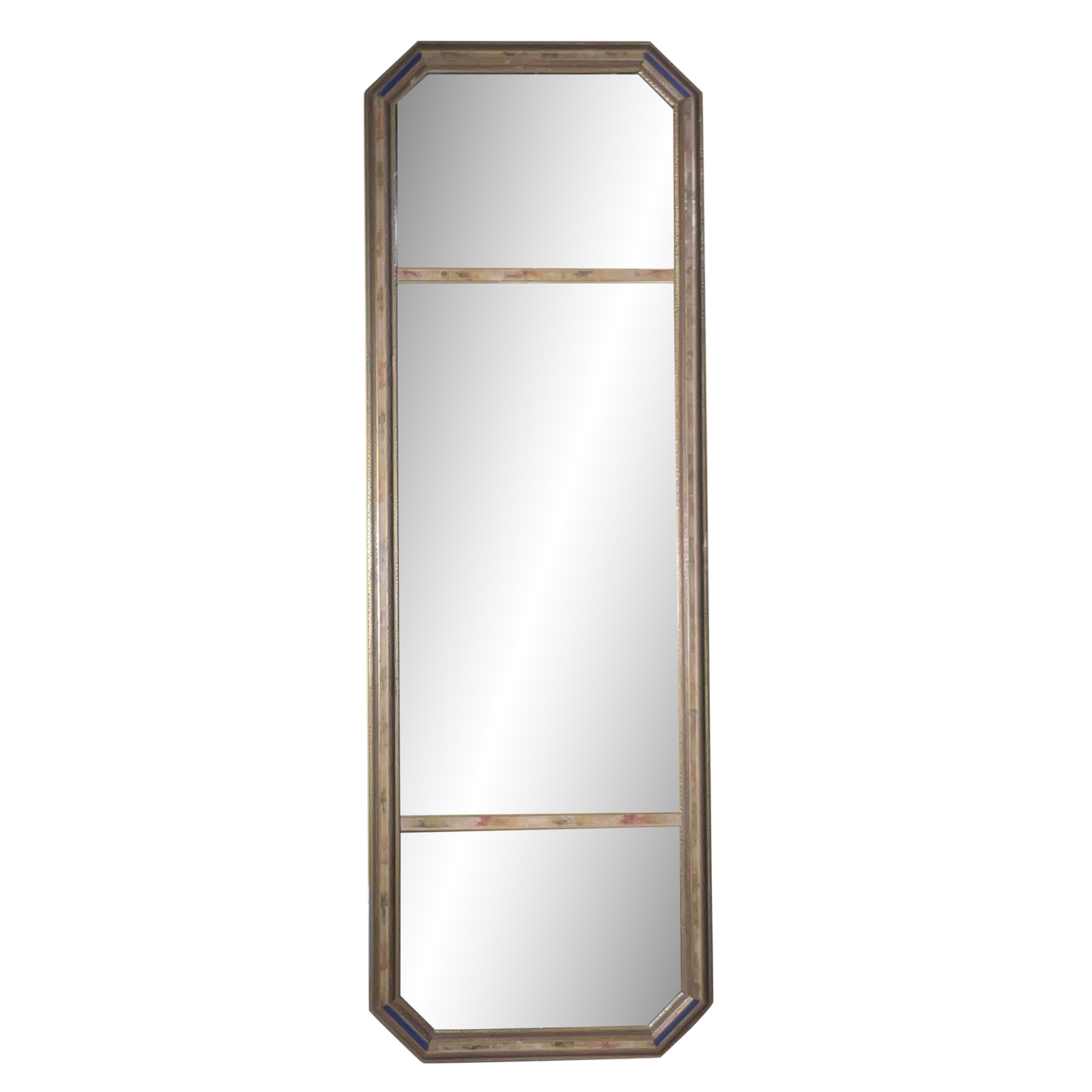 Narrow Elegant Neoclassical Style Italian Hand Painted Mirror With Aged ...
