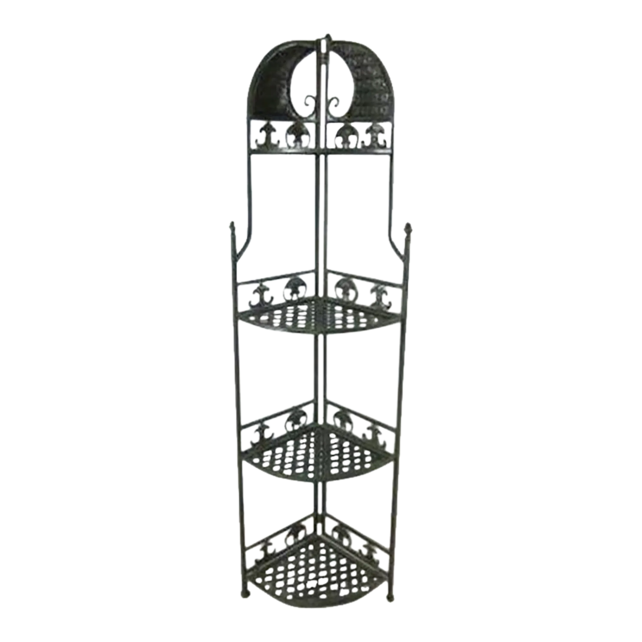 1980s Gray Metal 4-Tier Foldable Corner Decorative Shelf | Chairish