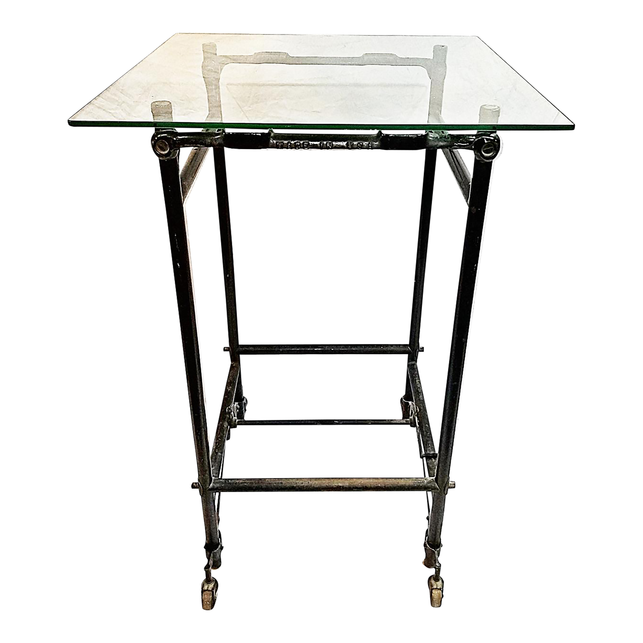 1910s Industrial Steampunk Rolling Tall Table | Chairish