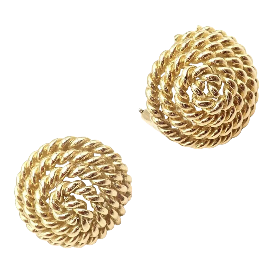 Vintage Tiffany & Co. 18k Yellow Gold Large Coiled Rope Earrings, Pair ...