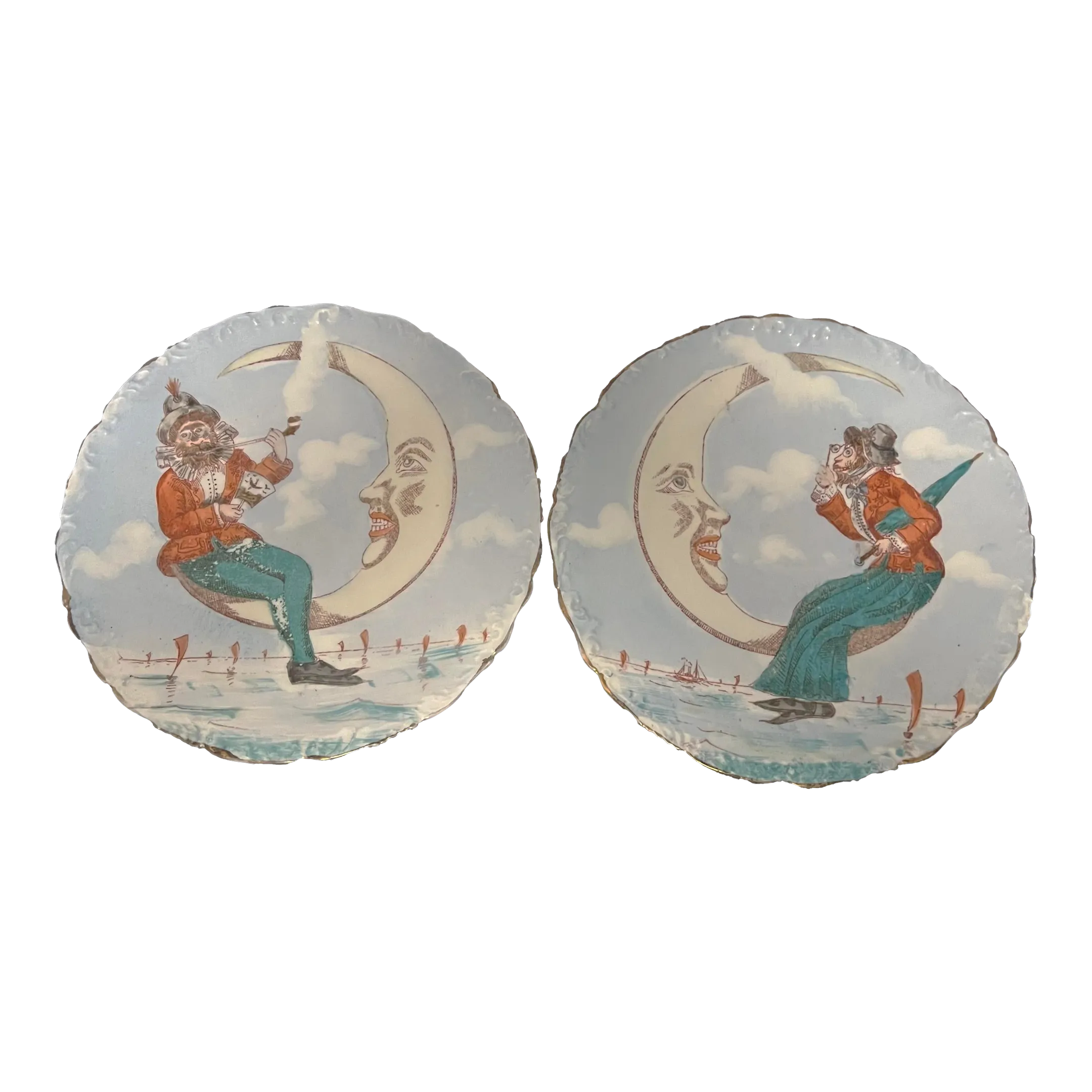 Late 19th Century Victorian Fantasy Male and Female Monkey Plates- Set ...