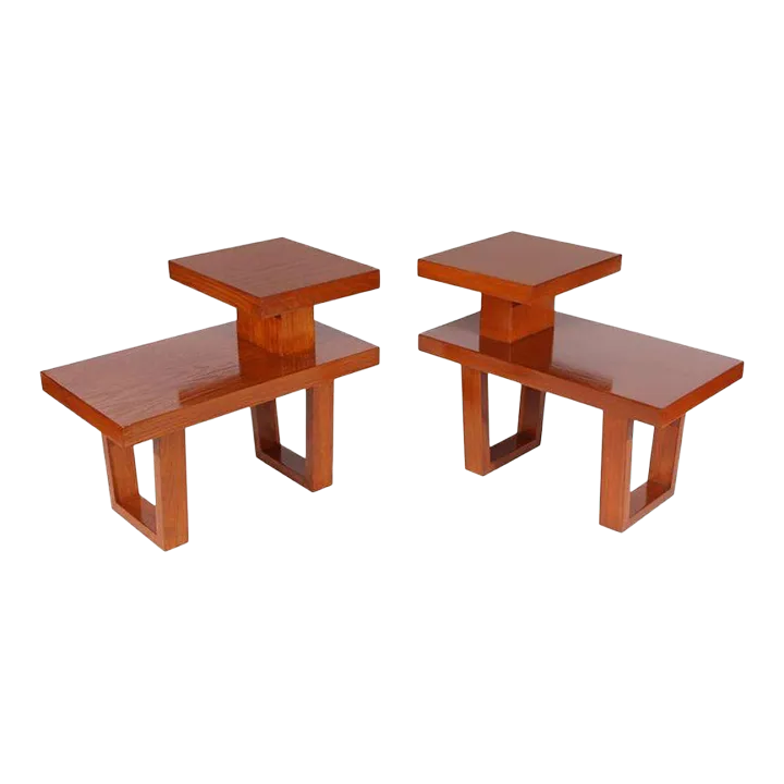 1950s Sleek Pair of Telephone Tables | Chairish