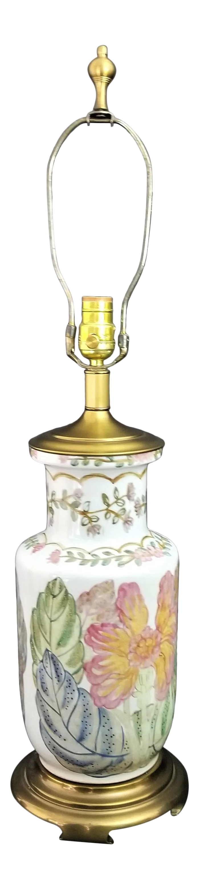 Hand Painted Floral Porcelain and Brass Table Lamp by as You Like It ...