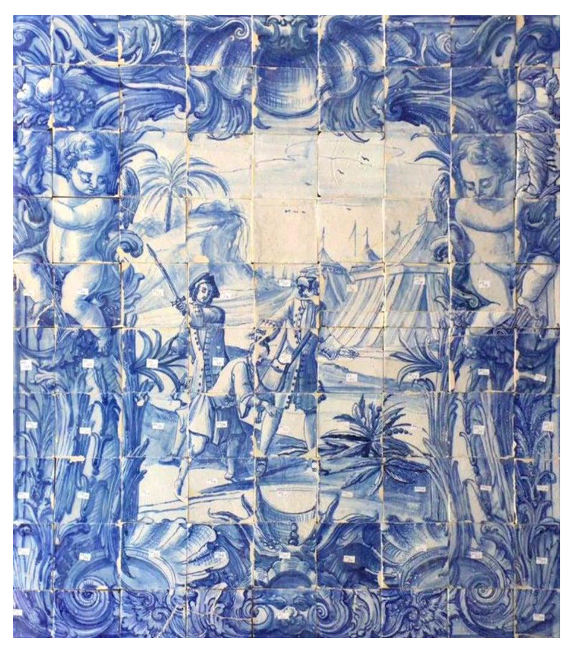 18th Century Portuguese Azulejos Panel Battle Scene | Chairish