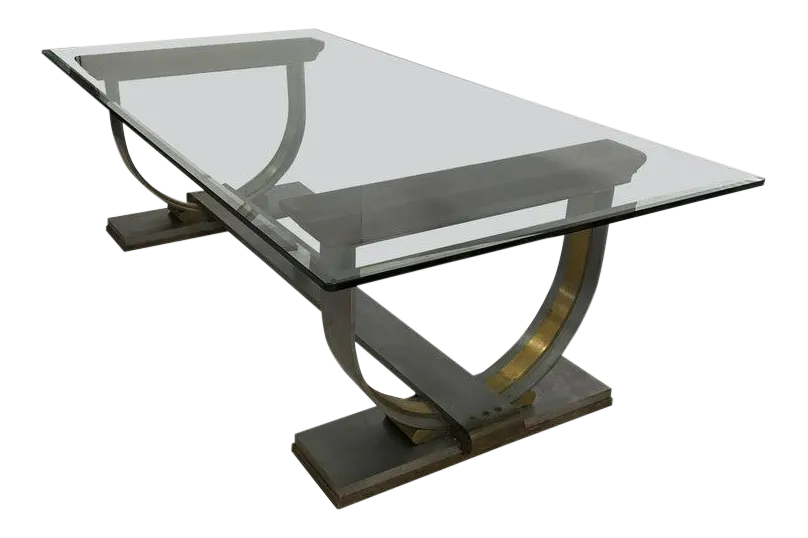1960s Heavy Horseshoe Dining Table Base Solid Steel Bronze Arturo Pani ...