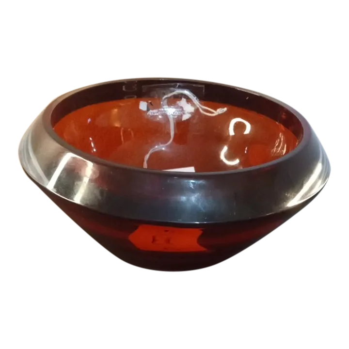 1980s Alessandro Coppola Murano Italy Deep Amber Console Bowl | Chairish