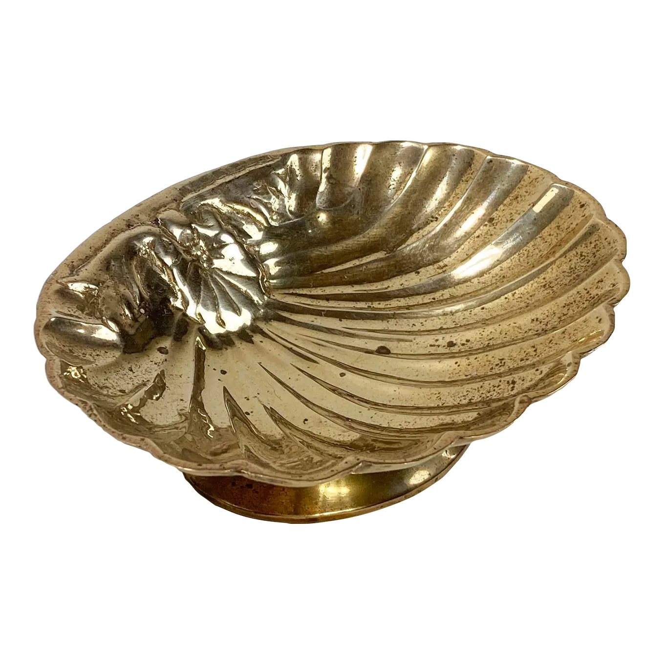 Vintage Brass Shell Motif Pedestal Dish | Chairish