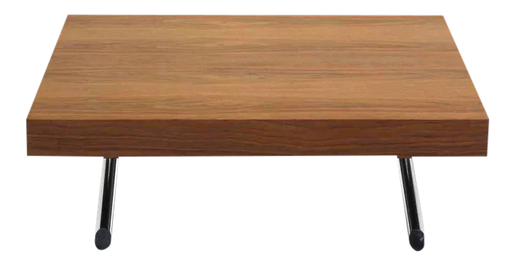 Modern Large Large Square Walnut Top Chrome Base Coffee Table | Chairish