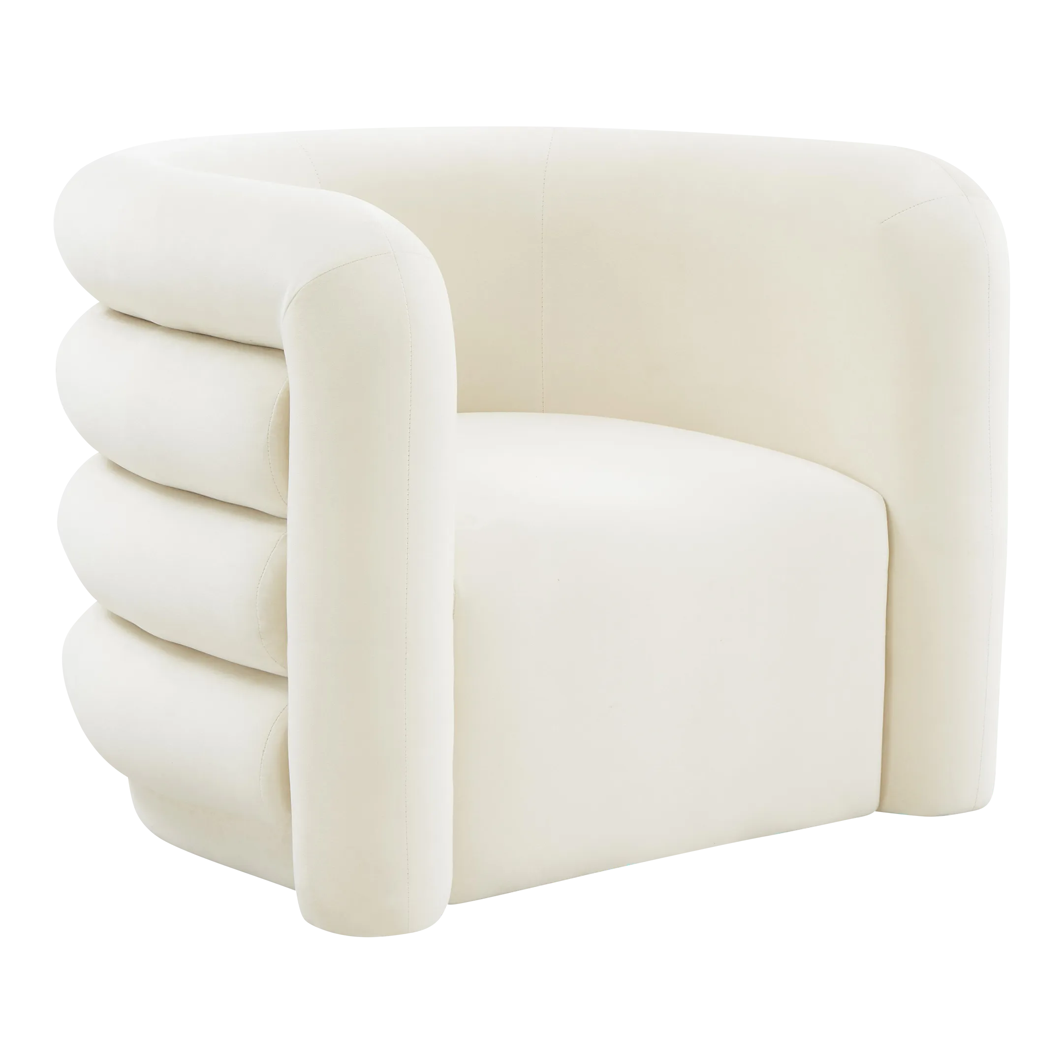 Curves Cream Velvet Lounge Chair | Chairish