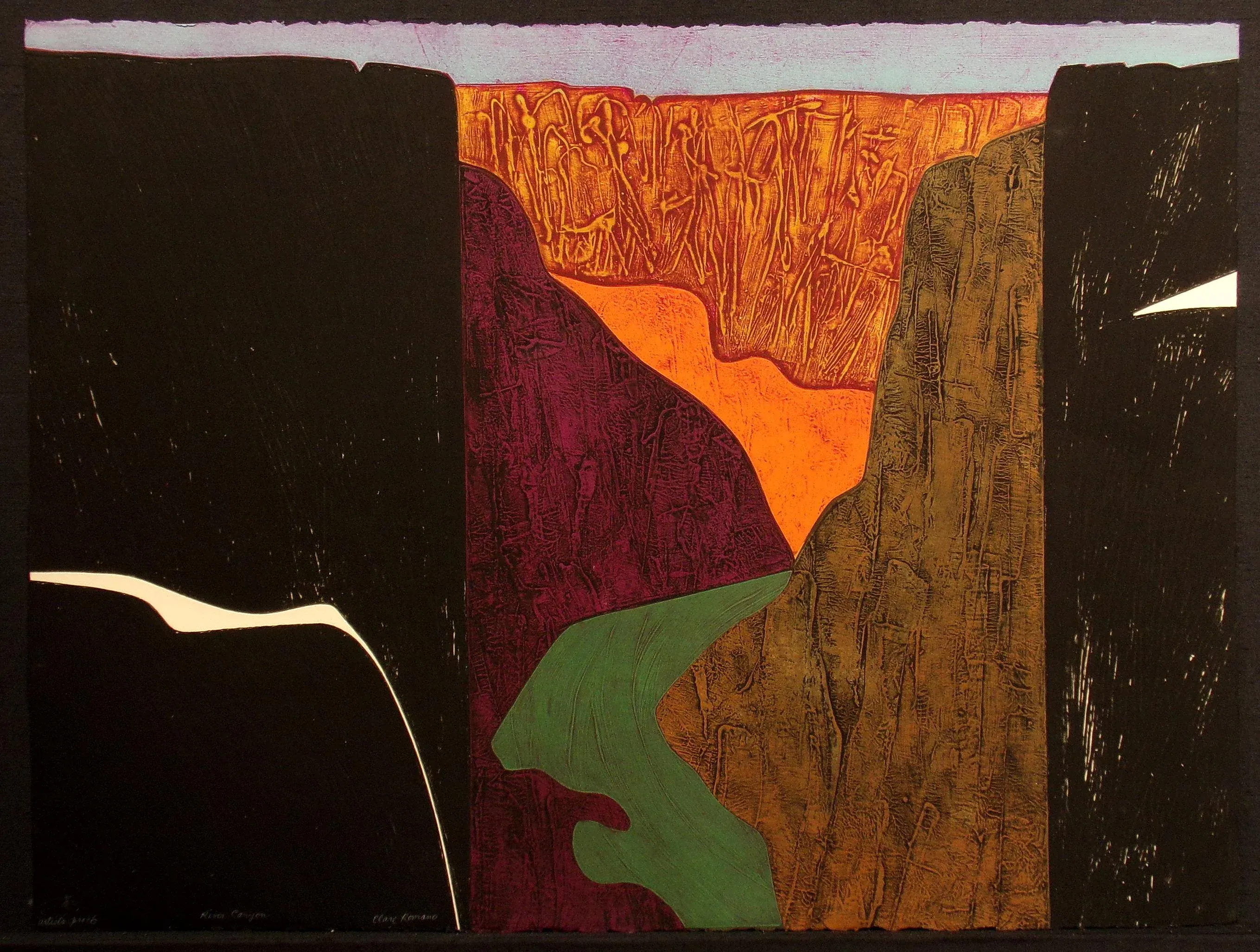Clare Romano "River Canyon" Hand Signed Vintage Art Collagraph Print on ...