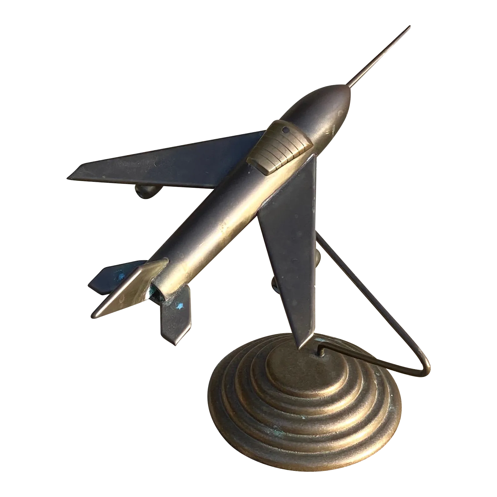 1950s Solid Bronze Jet Airplane Desk Sculpture, French | Chairish