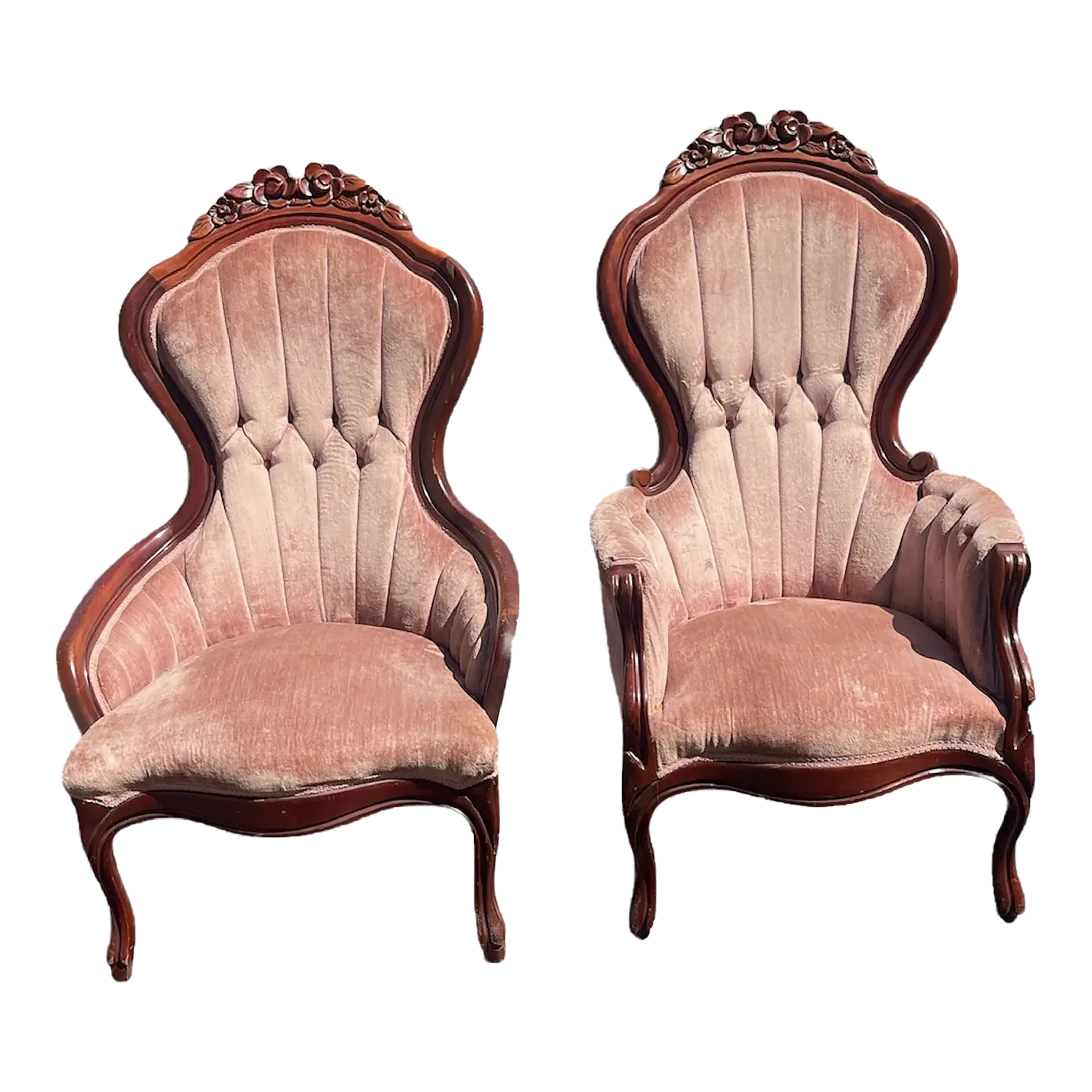 Vintage Victorian Kings & Queen Chairs- Set of 2 | Chairish