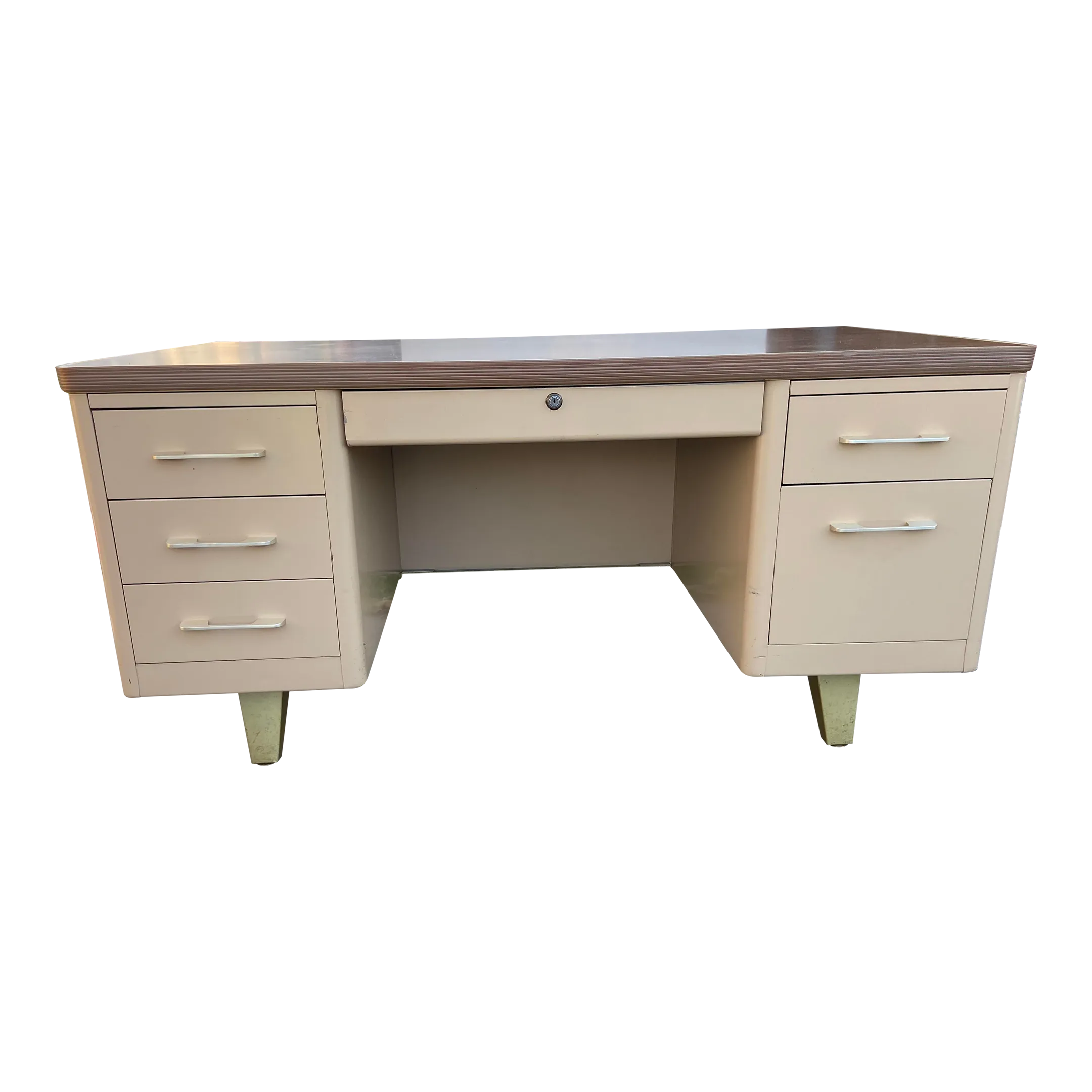 1960s Cole Steel Vintage Mid Century Modern Metal Tanker Desk | Chairish