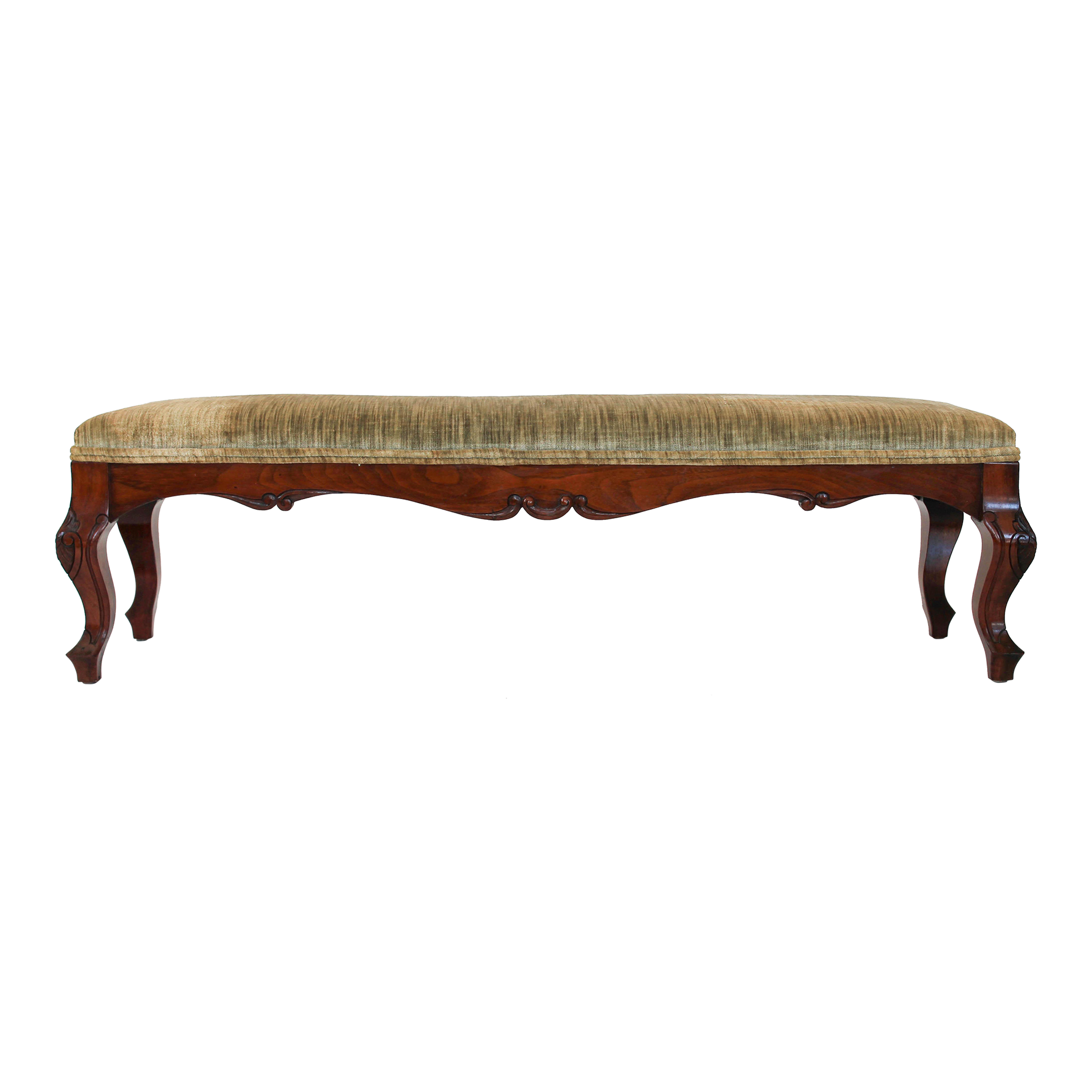 Vintage Upholstered Low Bench | Chairish
