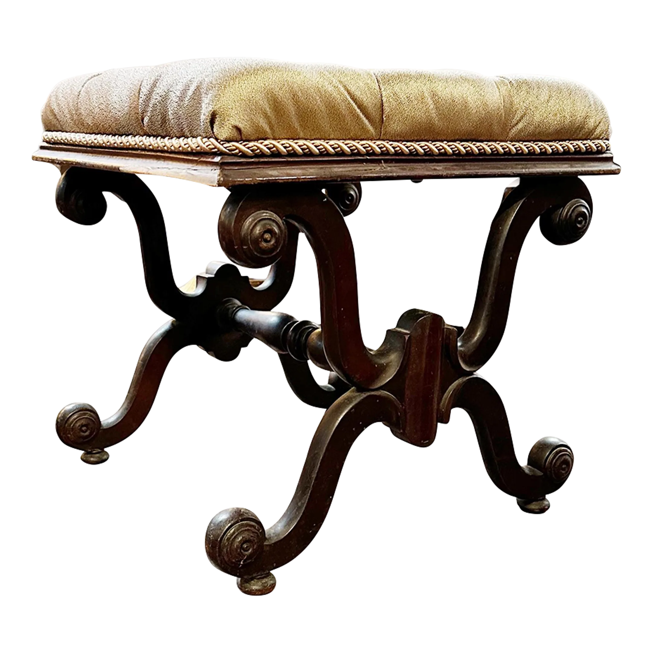 Circa 1820s American Empire Tufted Stool | Chairish