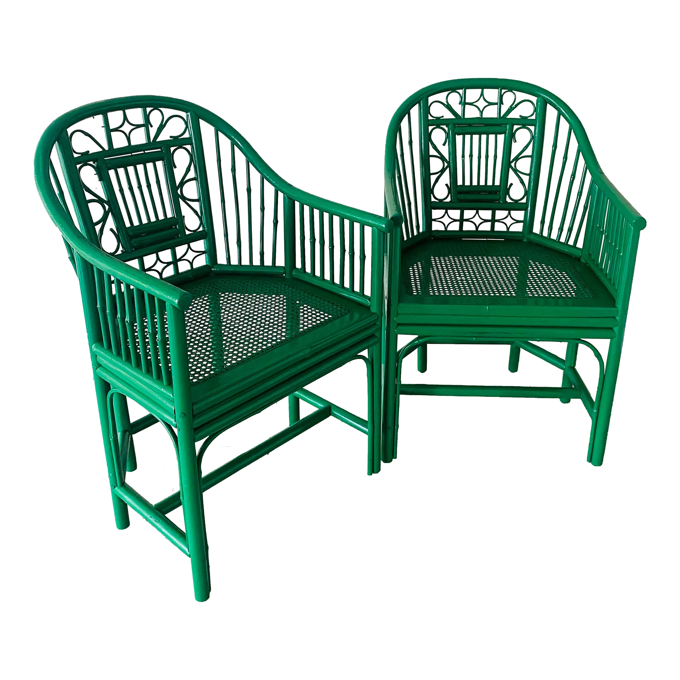 Mid 20th Century Bamboo Brighton Pavilion Style Accent Chairs -A Pair ...