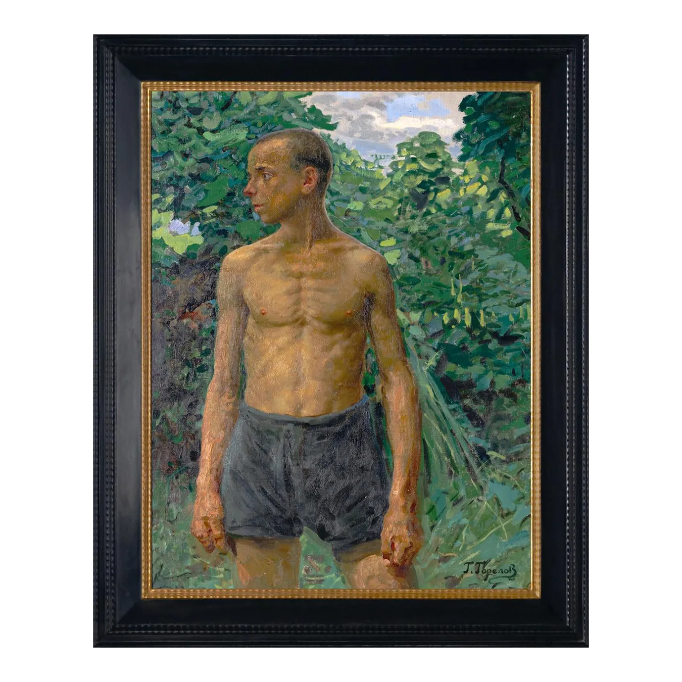 "Standing Figure of a Young Man" Original Oil Painting by Gavriil ...