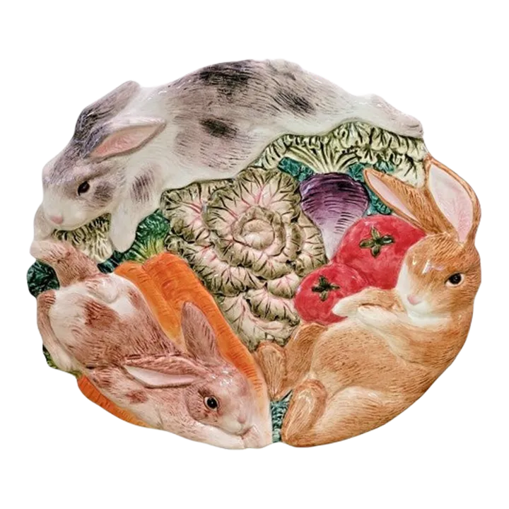 Vintage Fitz and Floyd Easter Bunny Garden Decorative Plate | Chairish