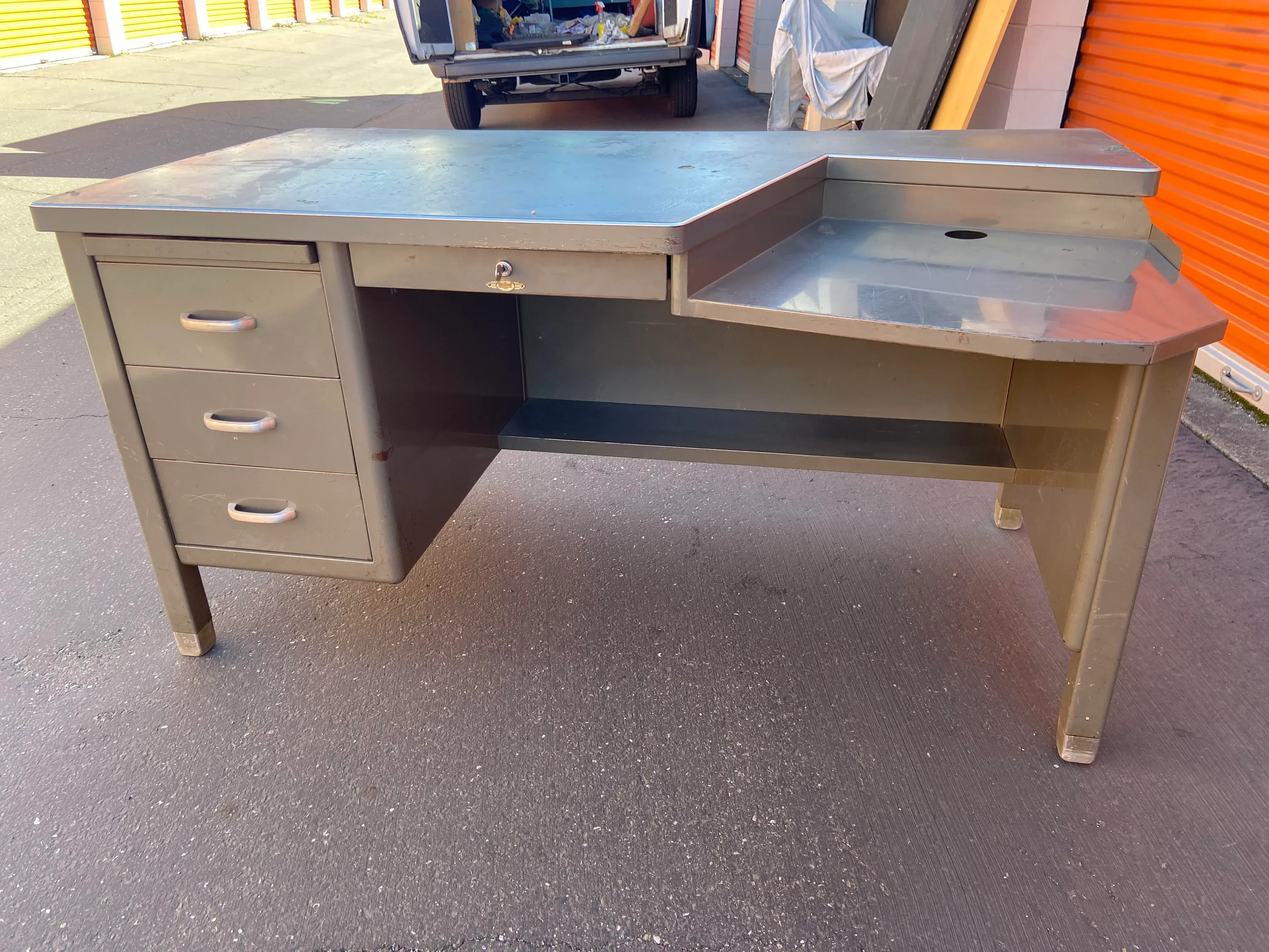 Metal tanker desk store